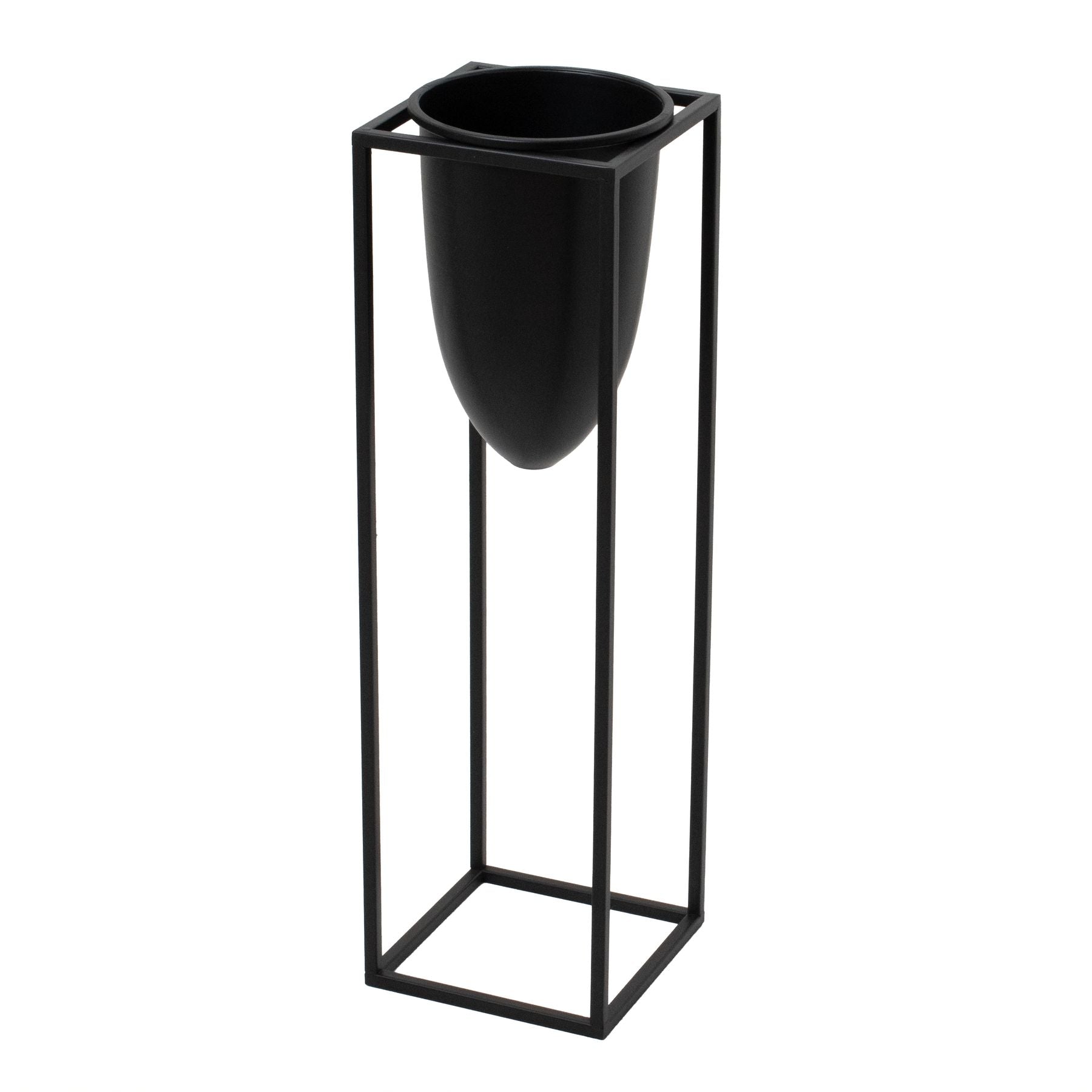 Matt Black Bullet Planter On Black Frame | Wendy Castelino