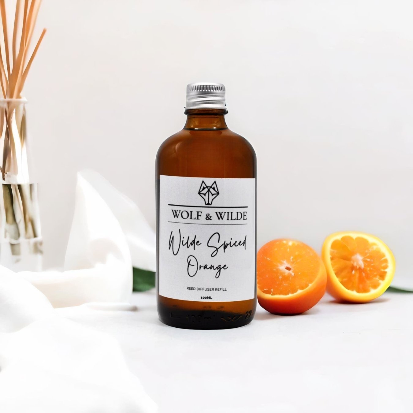 Wilde Spiced Orange 100ML Luxury Reed Diffuser Refill In Amber Glass ...